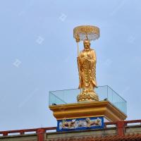 China Gold Leaf Bronze Ksitigarbha Bodhisattva Statue 4.5m Outdoor Buddha Sculpture for sale