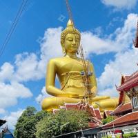 China Giant Gold Painted Thai Bronze Buddha Statues Large Size Hand Forging for sale