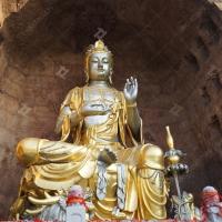 China Gold Leaf Bronze Cundhi Bodhisattva Buddha Statue 72ft Hand Forged Copper for sale