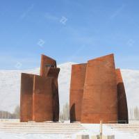 China Large Corten Steel Facade Architecture Sculpture 27.6m High Natural Rust Finish for sale