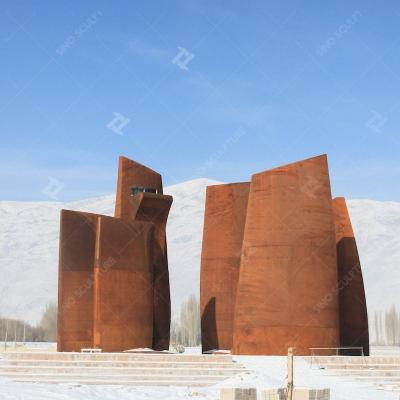 China Large Corten Steel Facade Architecture Sculpture 27.6m High Natural Rust Finish for sale