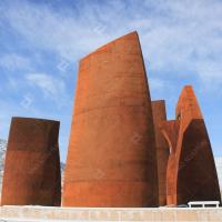 China Large Corten Steel Facade Architecture Sculpture 27.6m High Natural Rust Finish for sale