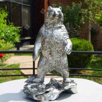 China Polished Stainless Steel Standing Bear Sculpture 316L Custom Size Home Decor for sale