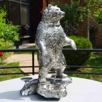 China Polished Stainless Steel Standing Bear Sculpture 316L Custom Size Home Decor for sale