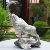 China Custom Stainless Steel 316L Cast Fighting Goat Sculpture Polished Finish for sale