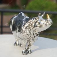 China Polished Stainless Steel 316L Walking Rhino Sculpture Custom Size for Collection for sale