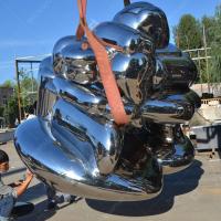 China 3M High Mirror Polished Stainless Steel Falling Stone Artwork for sale