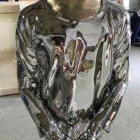 China Life-size Cast Stainless Steel Girl Statue Reflecting 160cm Mirror Polished for sale