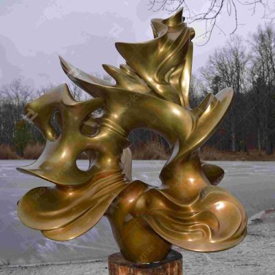 China 1M High Golden Casting Bronze Sun Wheel Sculpture Outdoor Art Statue for sale