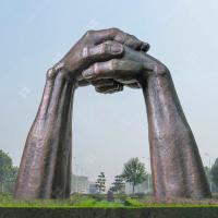China 31m High Bronze Hand Sculpture Etiquette Door Monument Forged Copper Plate for sale