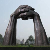 China 31m High Bronze Hand Sculpture Etiquette Door Monument Forged Copper Plate for sale