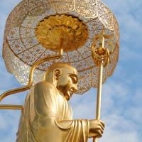 China 4.5M High Big Buddha Statue Outdoor Large Customized Gold Leaf Finish for sale