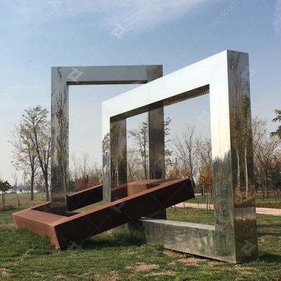 China 8m High Curved Corten Steel Garden Sculpture Mirror Stainless Steel Art for sale