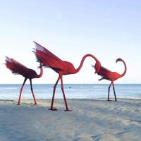 China Custom Stainless Steel Mesh Flamingo Sculpture 200-360cm Mirror Polished Outdoor Art for sale