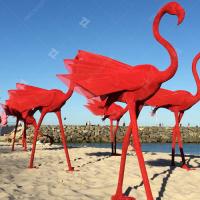 China Custom Stainless Steel Mesh Flamingo Sculpture 200-360cm Mirror Polished Outdoor Art for sale