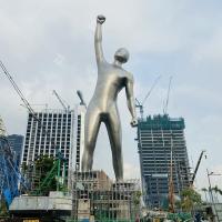 China 55.5m High Custom Perforated Stainless Steel Sculpture The Victor for Public Art for sale