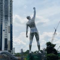 China 55.5m High Custom Perforated Stainless Steel Sculpture The Victor for Public Art for sale