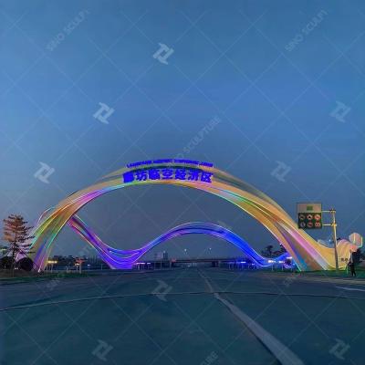China Large Outdoor Stainless Steel Gate Sculpture 85m Diameter Lacquer Coated Finish for sale