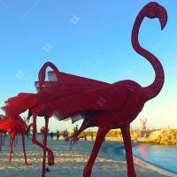 China 316L Stainless Steel Red Flamingo Sculpture 2m Outdoor Garden Art Decor for sale