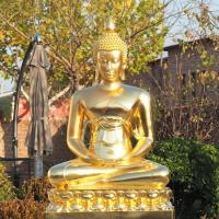 China Gilded Bronze Buddha Statue 1m H Outdoor Garden Sculpture for Public Worship for sale