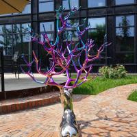 China Color Titanium Plating Stainless Steel Casting Deer Artistic Sculpture for sale