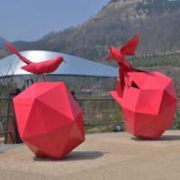 China Custom Stainless Steel Bird Sculpture 2.5m Red Painted Outdoor Public Art Installation for sale