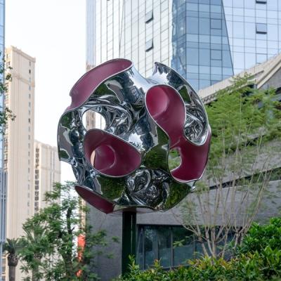 China Hand Forged Stainless Steel Flower Sculpture 2.5m Outdoor Garden Art Decoration for sale