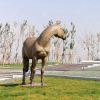 China Life Size Cast Bronze Horse Sculpture Patina Finish 1.8m Outdoor Art for sale