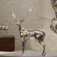 China 316L Stainless Steel Cast Deer Sculpture H1.6ft Mirror Polished Animal Statue for sale