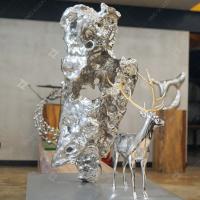 China 316L Stainless Steel Cast Deer Sculpture H1.6ft Mirror Polished Animal Statue for sale