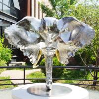 China Mirror Polished Stainless Steel Elephant Sculpture H1.6ft Home Decoration for sale