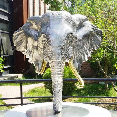 China Mirror Polished Stainless Steel Elephant Sculpture H1.6ft Home Decoration for sale