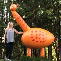 China 316L Stainless Steel Painted Giraffe Sculpture 2.4m for Public Decoration for sale