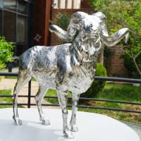 China Stainless Steel Sheep Garden Statue 0.5m Outdoor Metal Animal Sculpture Mirror Polished for sale