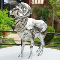 China Stainless Steel Sheep Garden Statue 0.5m Outdoor Metal Animal Sculpture Mirror Polished for sale