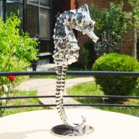 China Stainless Steel 316L Seahorse Sculpture Mirror Polished H1.6ft Outdoor Garden Art for sale