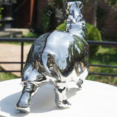 China Mirror Polished Stainless Steel 316L Cast Hippo Sculpture H0.5m for Outdoor Decoration for sale