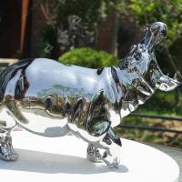 China Mirror Polished Stainless Steel 316L Cast Hippo Sculpture H0.5m for Outdoor Decoration for sale