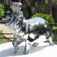 China Mirror Polished Stainless Steel 316L Cast Hippo Sculpture H0.5m for Outdoor Decoration for sale
