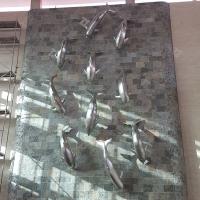 China Matte Surface Stainless Steel Dolphin Sculpture For Hotel Decoration for sale