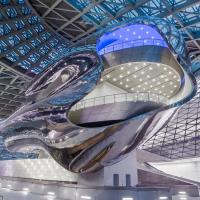 China Mirror Polished 304 Stainless Steel Cloud Sculpture 28m High for Museum Facade for sale