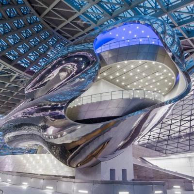 China Mirror Polished 304 Stainless Steel Cloud Sculpture 28m High for Museum Facade for sale
