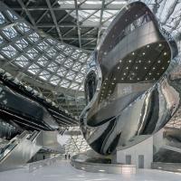 China Mirror Polished 304 Stainless Steel Cloud Sculpture 28m High for Museum Facade for sale