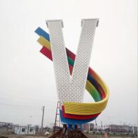 China V Shape Modern Stainless Steel Sculpture With LED Decoration for sale