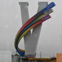 China V Shape Modern Stainless Steel Sculpture With LED Decoration for sale