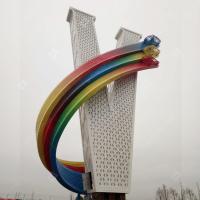 China V Shape Modern Stainless Steel Sculpture With LED Decoration for sale