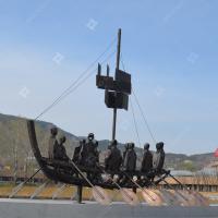China Customized Large Casted Bronze Boat Statue For Outdoor Decoration for sale