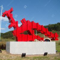China Outdoor Red Spray Painted Steel Plough Sculpture H7m Corten Steel for sale