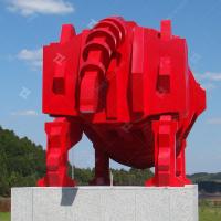 China Large Outdoor Spray Painted Steel Cow Sculpture 5m High for Highway Decoration for sale