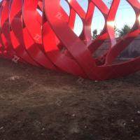 China Large Stainless Steel Light Sculpture 24m Red Painted Outdoor Decoration for sale
